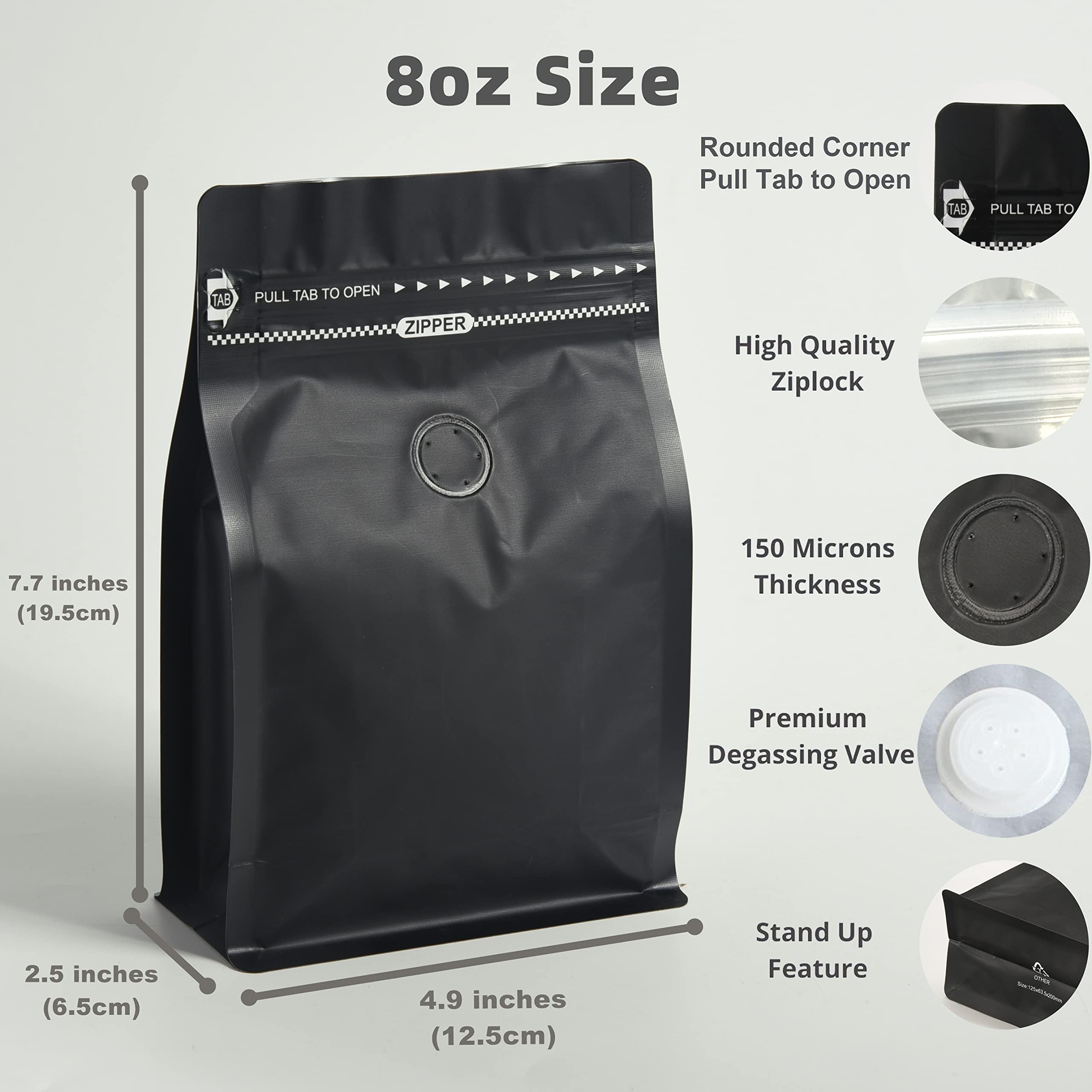 Matte Black Coffee Bag with Valve – Flat Bottom (Box Pouch) - Blue Moon ...